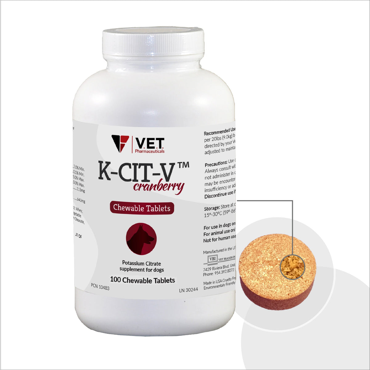 K-CIT-V Potassium Citrate for Dogs, 100 tabs — Pet Supplies 4 Less