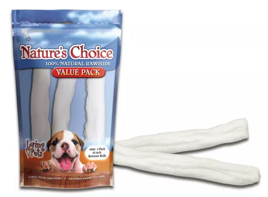 3pk 10" Nature's Choice White Rawhide Retriever Rolls Dog Treats — Pet ...