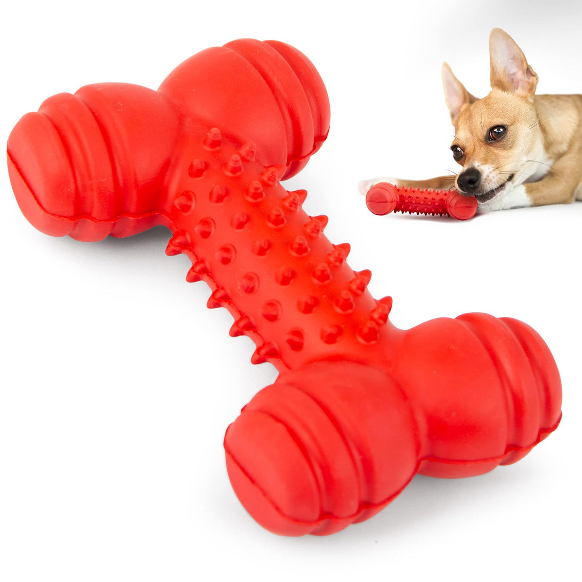 Jeffers Red Bone With Dental Teeth Dog Toy, Small — Pet Supplies 4 Less
