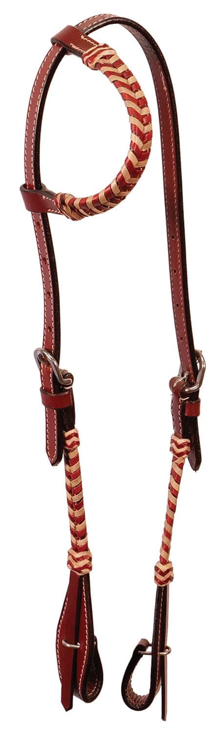 Brown Rawhide Laced One Ear Headstall for Horses — Pet Supplies 4 Less