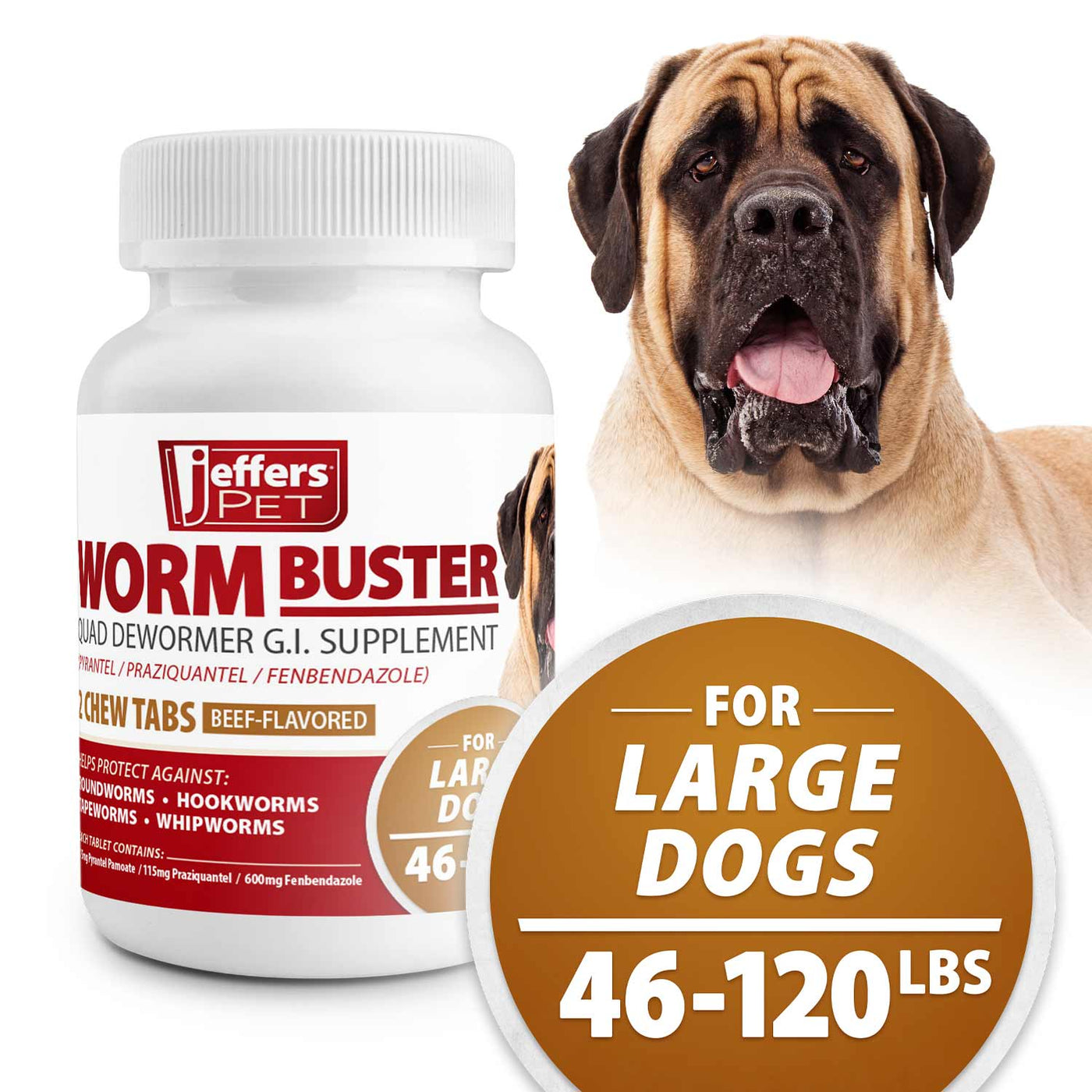 Jeffers Worm Buster Dog Dewormer Flavored Tablets, 12 count — Pet ...