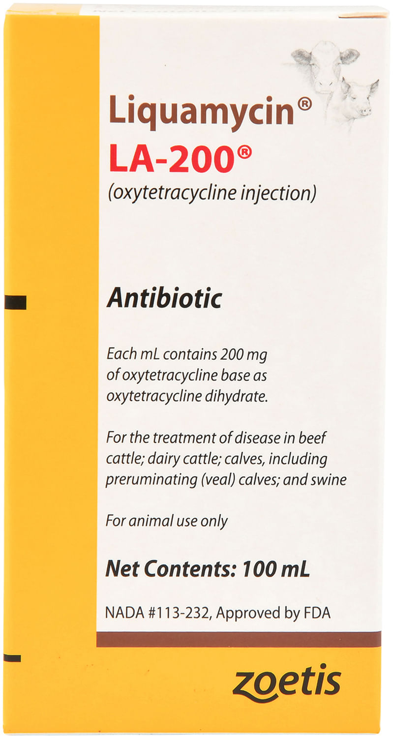 Liquamycin LA 200 Injection for Cattle, 100mL (Oxytetracycline) — Pet ...