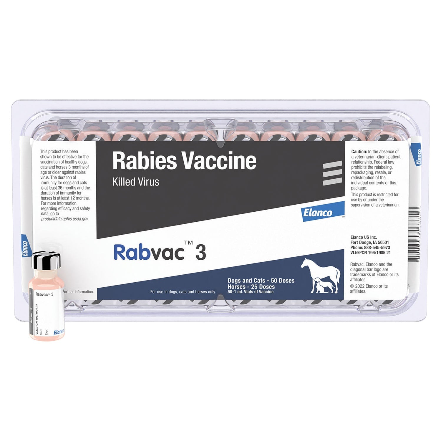 RabVac 3 Rabies Vaccine for Dogs, Cats and Horses, No Tags — Pet Supplies 4 Less