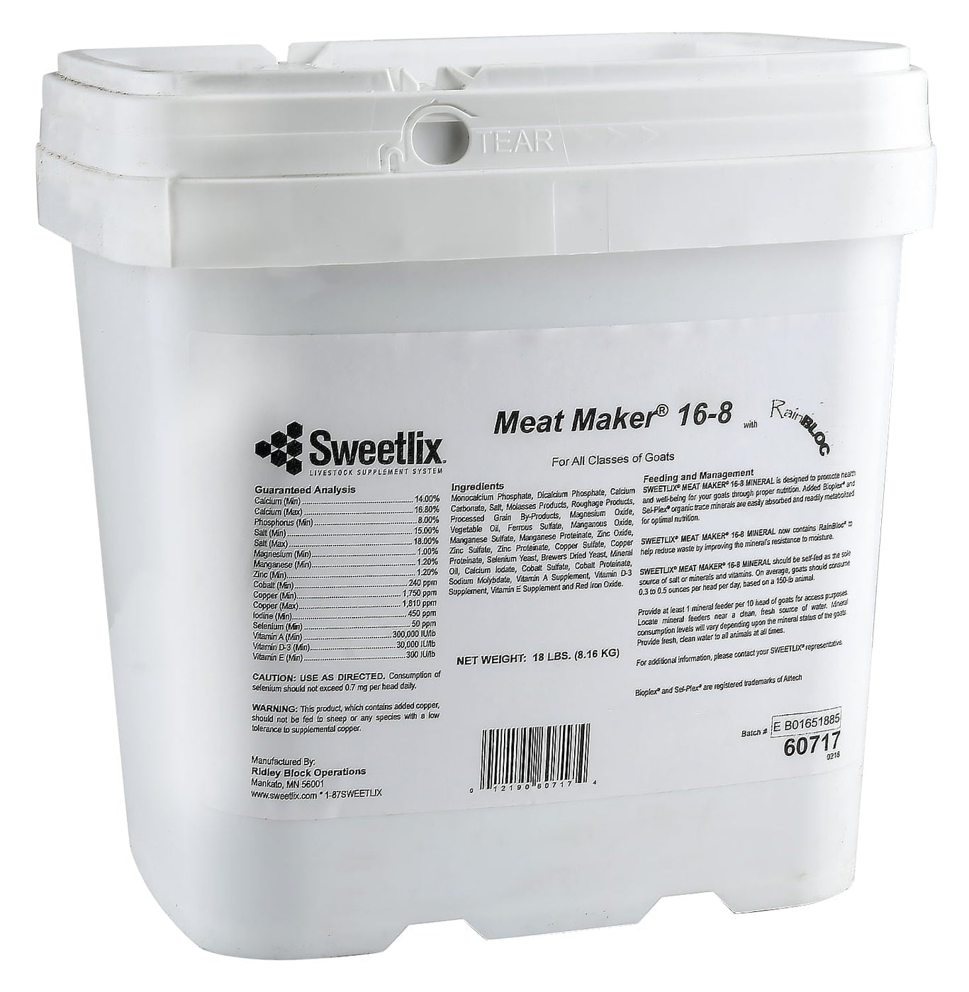 SWEETLIX Meat Maker Goat 16-8 with RainBloc, 18 lb — Pet Supplies 4 Less