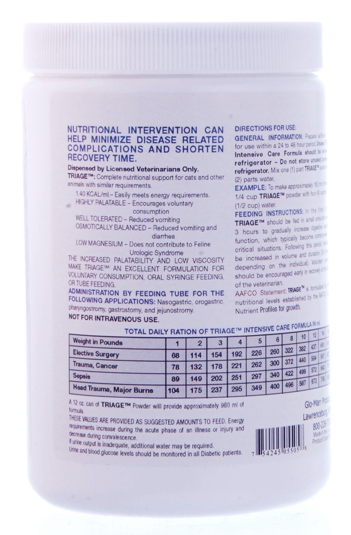 Triage Feline Intensive Care Formula, 12 oz — PSL