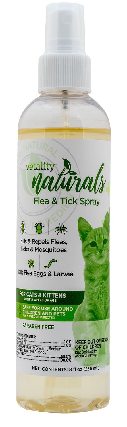 Vetality Naturals Cat Flea & Tick Spray, 8 oz — Pet Supplies 4 Less